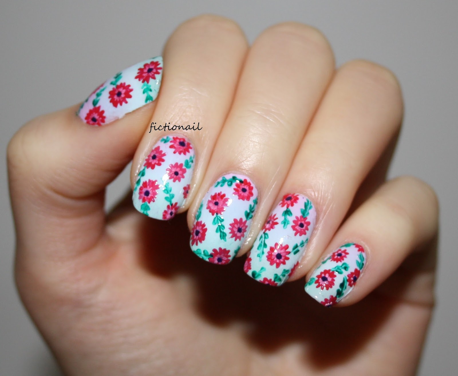 Pastel Spring Floral Nails