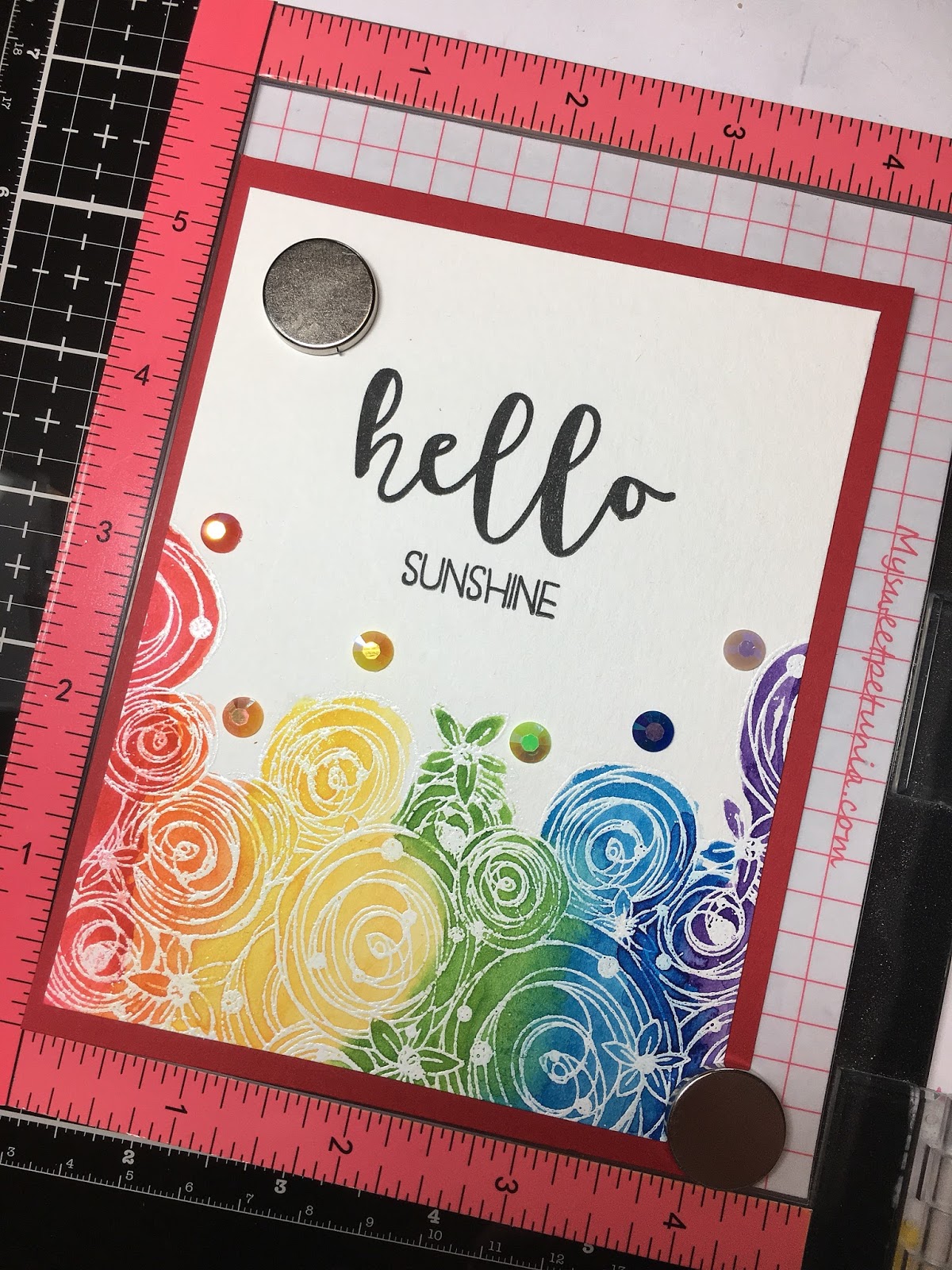 The Big Reveal: Rainbow Hello card using Joy Clair and MISTI