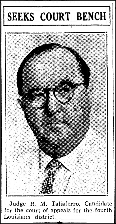 Roots From The Bayou: Catahoula Judge Robert Monroe Taliaferro, Sr.