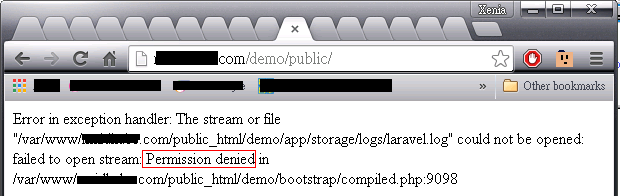 Terrapins Sky [laraval][linux] “app Storage Logs Laravel Log Could