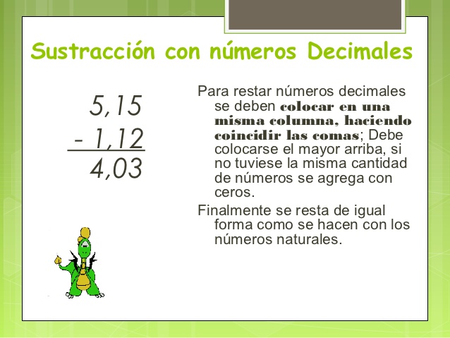 SISTEMA DECIMAL 6B: RESTA DE NÚMEROS DECIMALES
