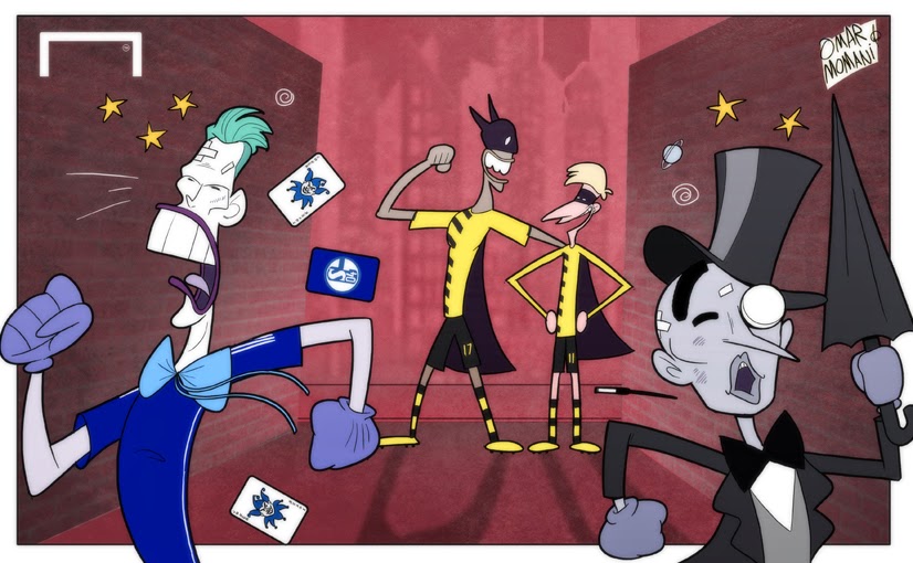 Omar Momani cartoons: Aubameyang and Reus celebrate as Batman and Robin