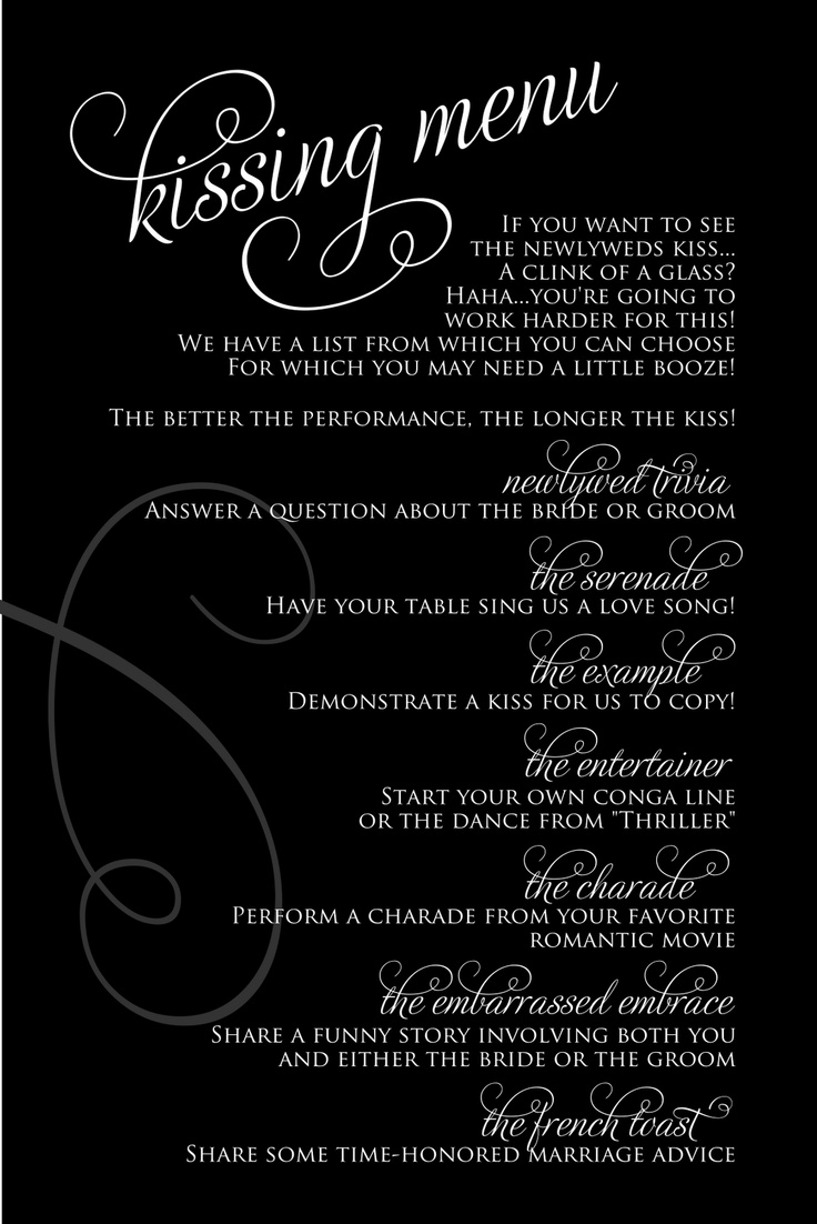 Wedding Talk: The Kissing Menu