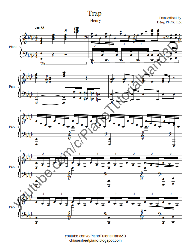 Trap - Henry (Piano Tutorial + Sheet)