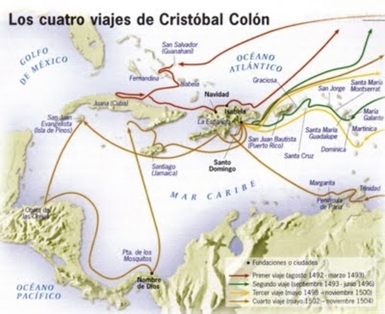 Mapas de los Cuatro Viajes de Colón - Imagui