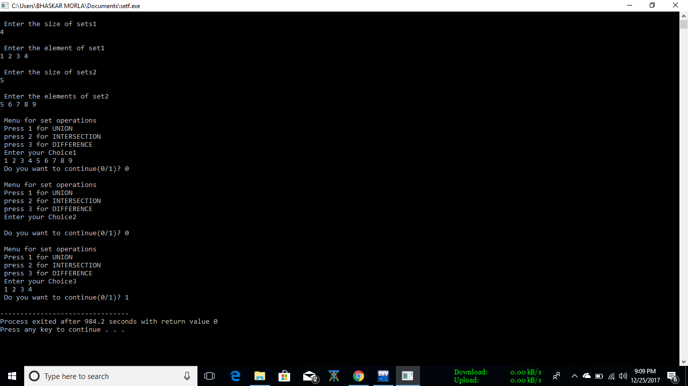 C Program for Set Operations - Union, Intersection and Symmetric Difference | KLU 24