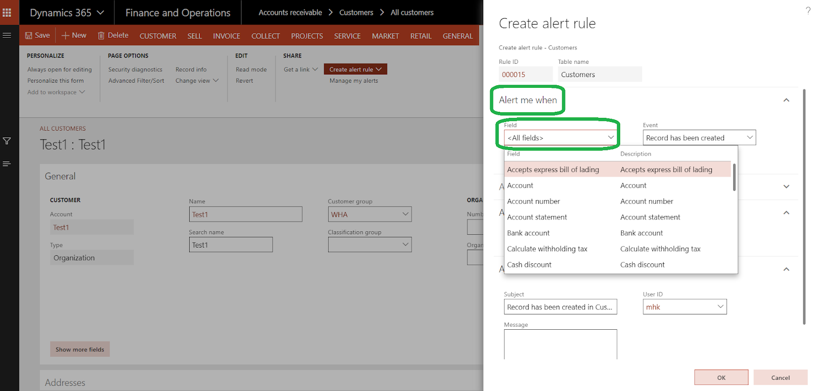 How To Create alerts in dynamics 365?