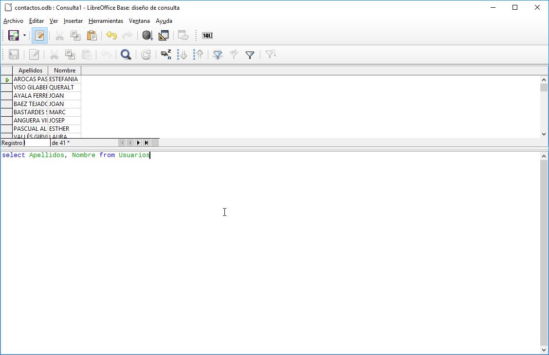 Selección de campos en una instrucción SQL en LibreOffice Base (III ...