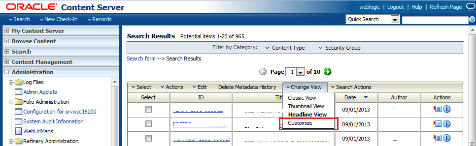 Hostile Coding: Oracle UCM: Customize search view
