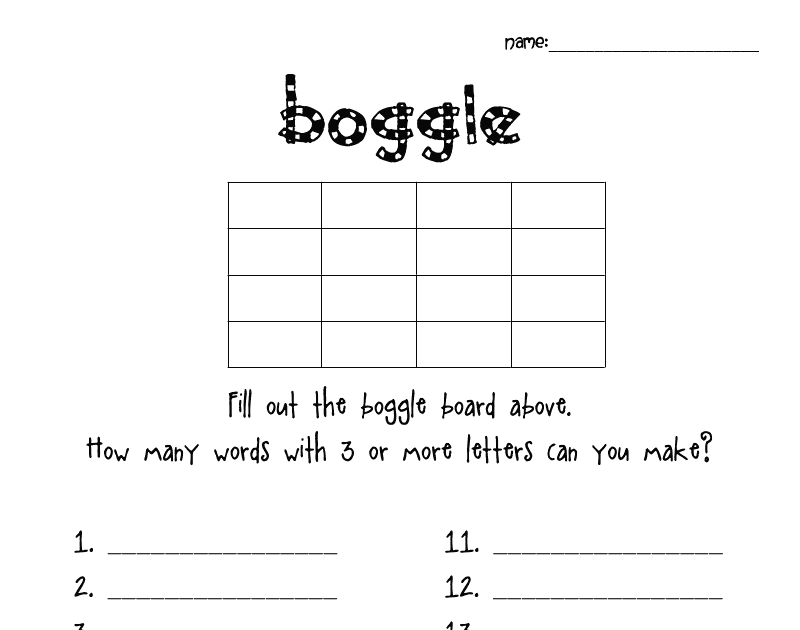 School Day Love: Boggle