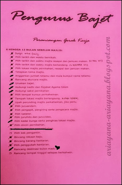 .yana lyana.: Check List untuk Bakal Pengantin #Preparation