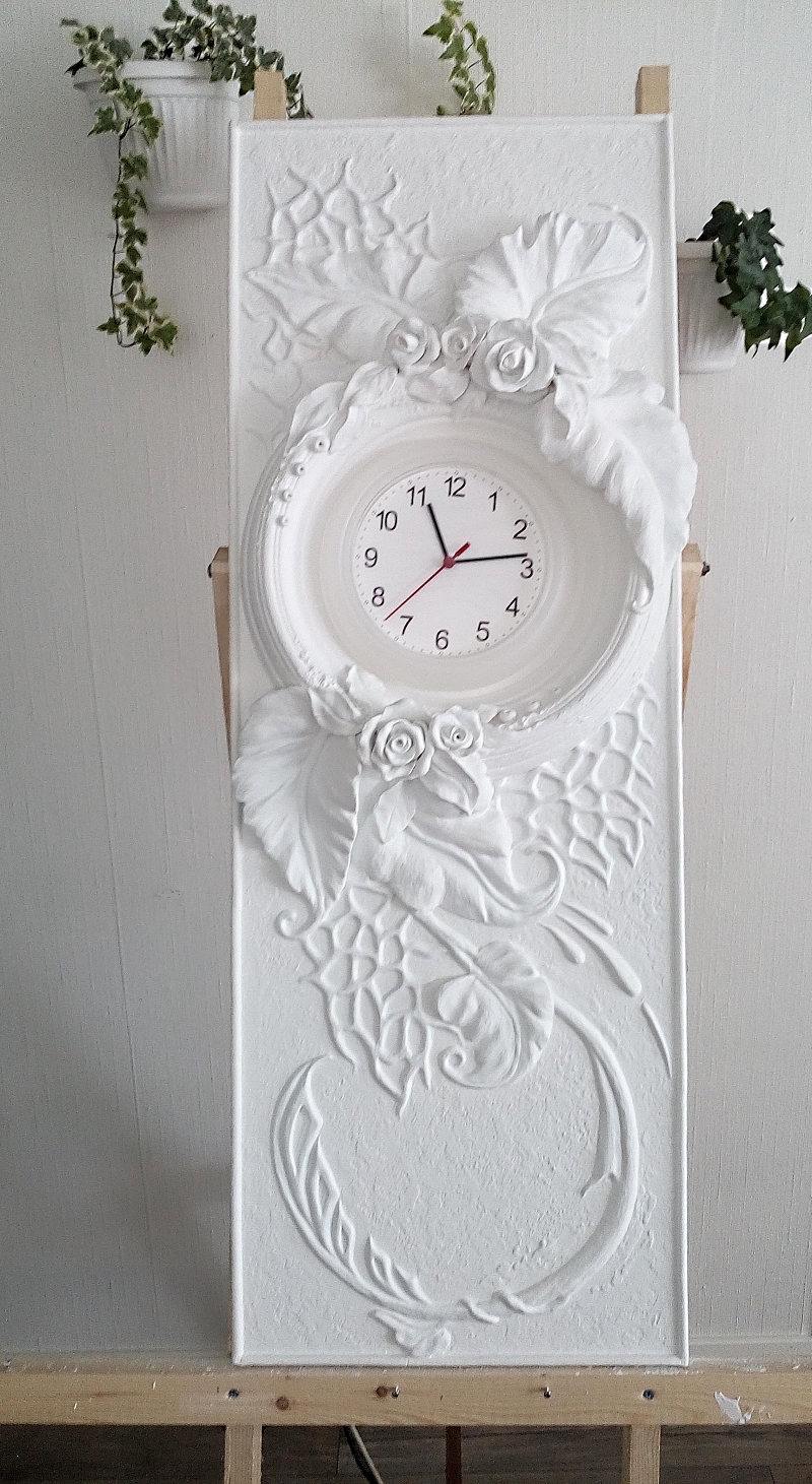 Барельеф,обрамление часов,гипс,акрил. Bas-relief, clock frame, plaster ...