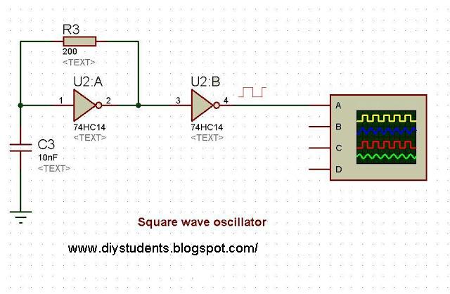 DIY Students: Square wave oscillator (using Schmitt inverter)
