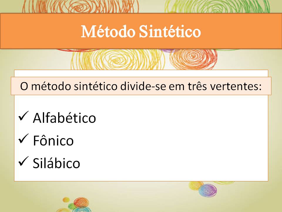 Buscando conhecer o letrar e o alfabetizar: Método Sintético
