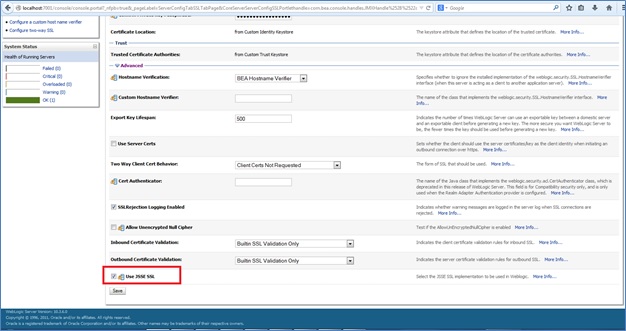 Configuring Self Certificate and SSL in Weblogic