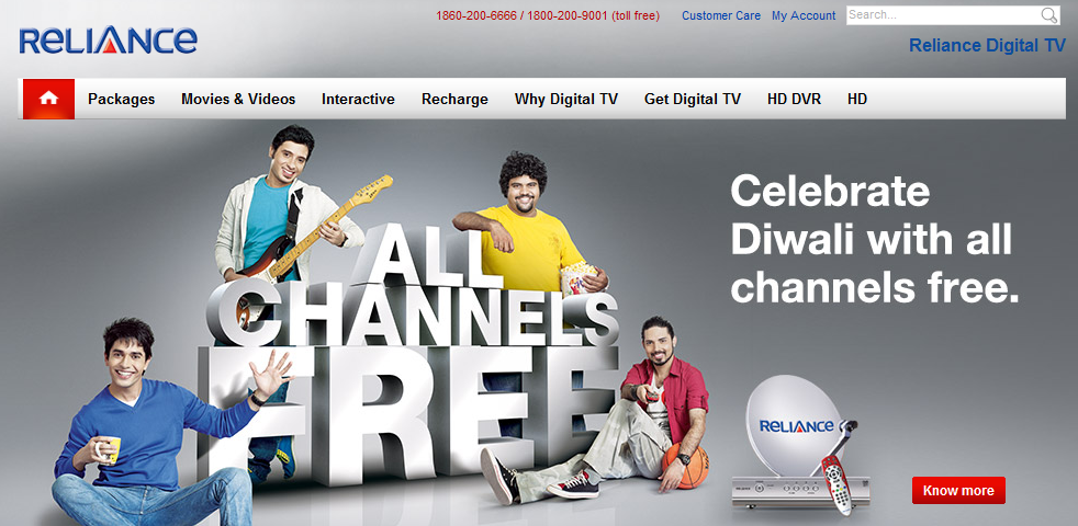 Deewali Offer on Reliance Digital TV,All channels free for a month ...