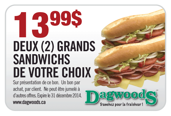 Dagwoods: Menu et Coupons Rabais | Coupons au Québec