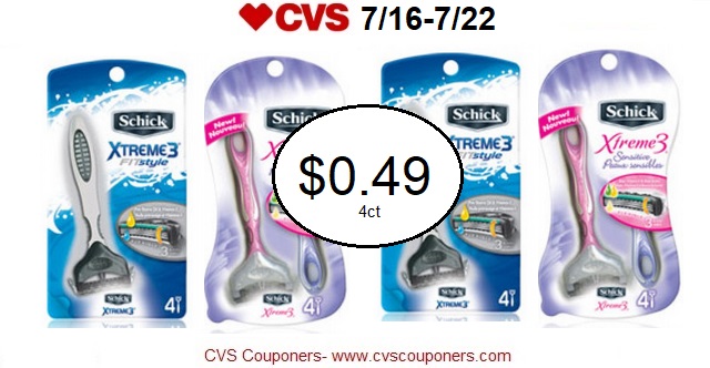 Schick Xtreme Disposable Razors, Only $0.49 at CVS! (7/16-7/22) | CVS ...