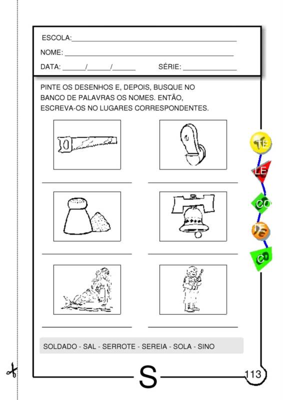 ENSINANDO E APRENDENDO COM A PROFª ANA ALICE: ATIVIDADES COM A LETRA S