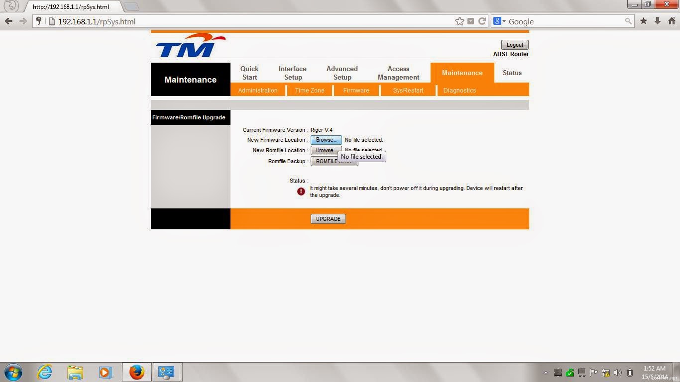 TM Riger DB120-WL reflash with TD-W8951ND Stock Firmware