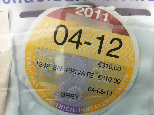 Jay's Online Notepad: Motor Tax disc Ireland