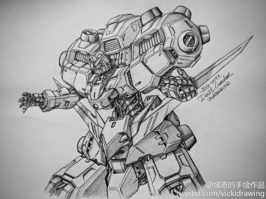 Gundam and Mobile Suit Pencil Drawings by Vicki via PIXIV