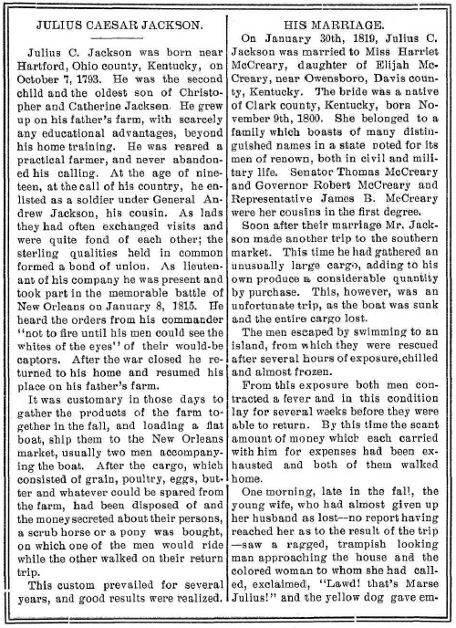 Ohio County, Kentucky History: Christopher Jackson and wife, Catherine ...