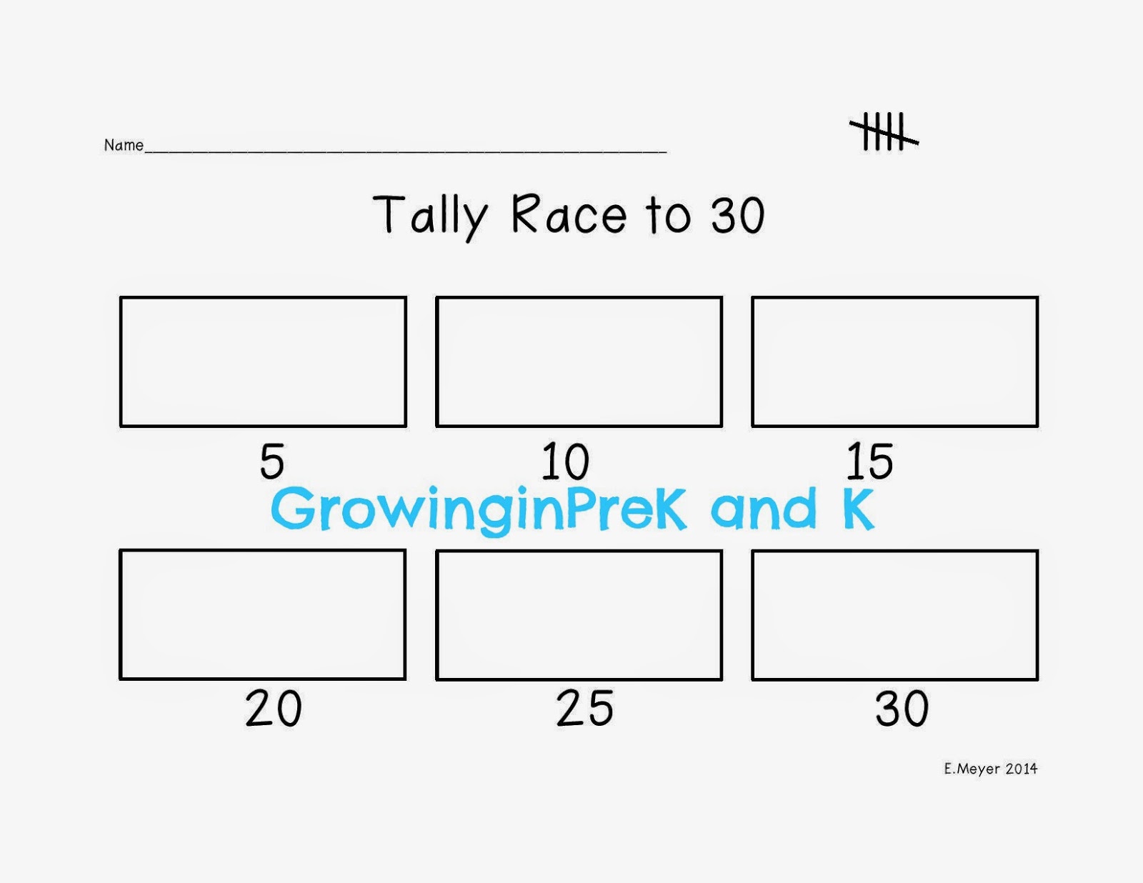 GrowinginPre-K and K: Free Printable Tally Race to 30