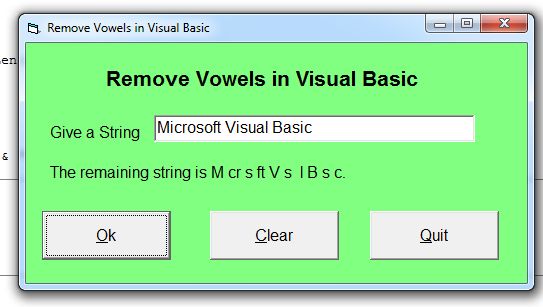 Free Programming Source Codes And Computer Programming Tutorials Remove Vowels In Visual Basic