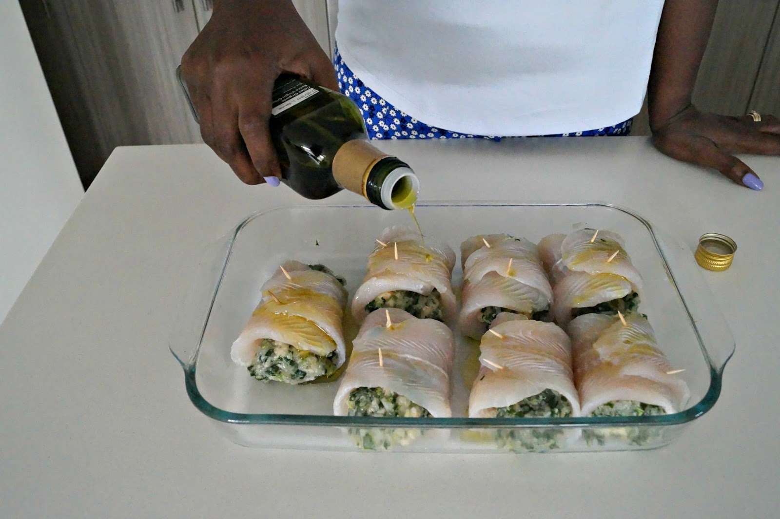 Basa Fillets Stuffed with Kalalu (Green) and Prawns Serve with Warm ...