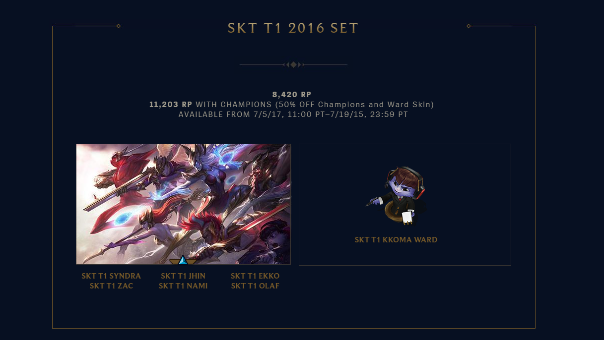 Surrender at 20: 2016 SKT T1 Skins & kkOma Ward now available!