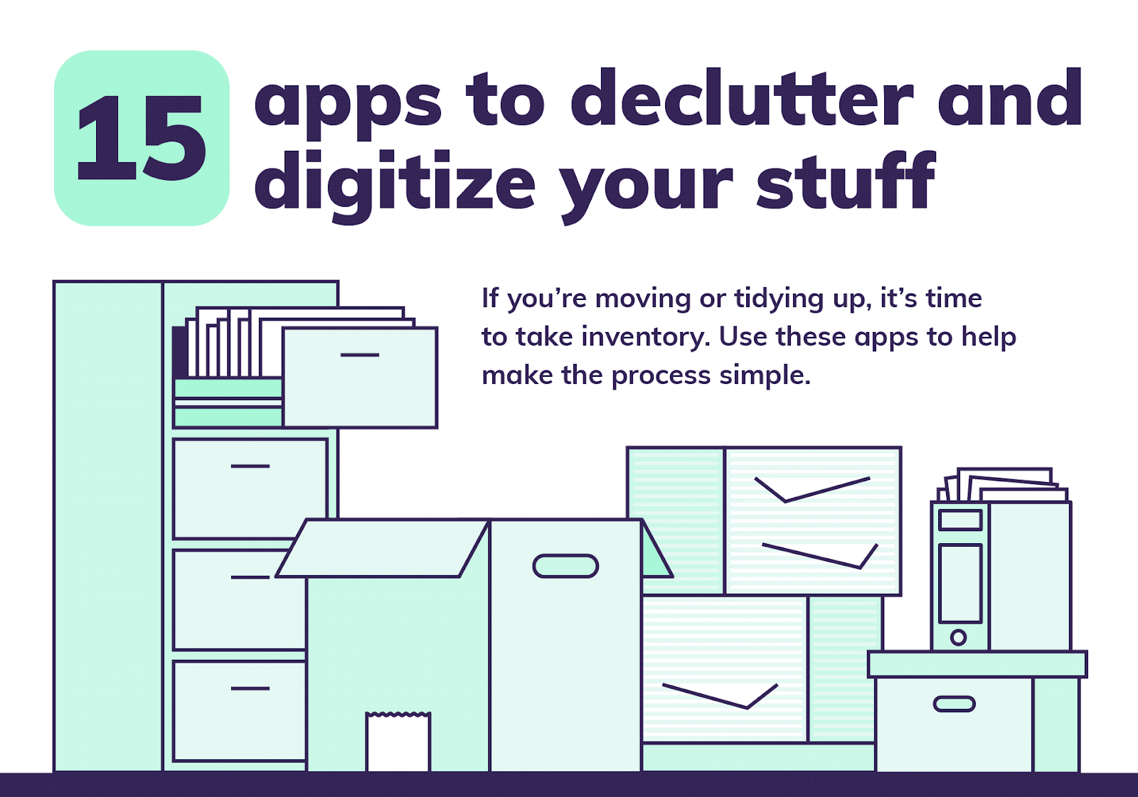 The Best 15 Apps for Decluttering and Digitizing Your Life (infographic)