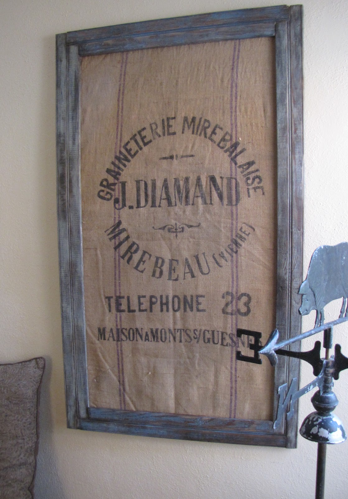 Organized and Simplified!: DIY: "Grain sack" wall art