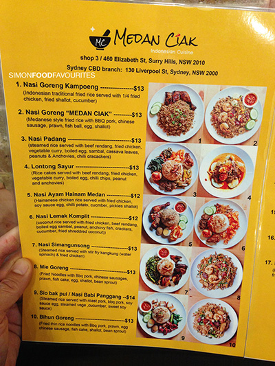 Simon Food Favourites: Medan Ciak, CBD Sydney (14 March 2017)