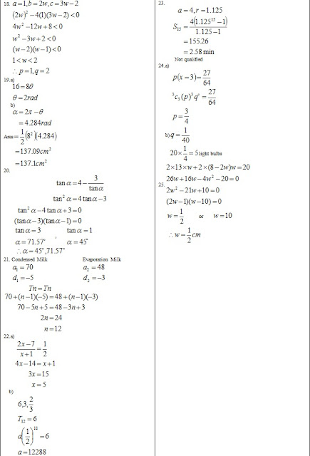 Ashare Spm Additional Mathematics 2016 Paper 1 Answer