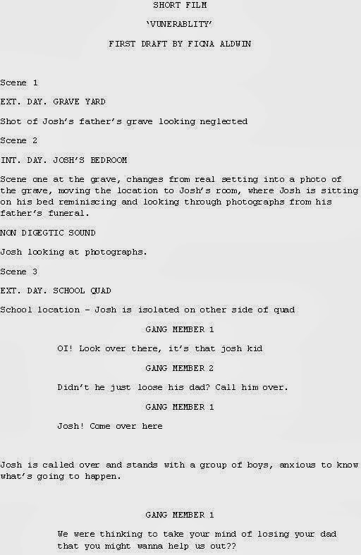 Rosie-Mae's A2 Media Coursework 2014: Post 11: Script Draft