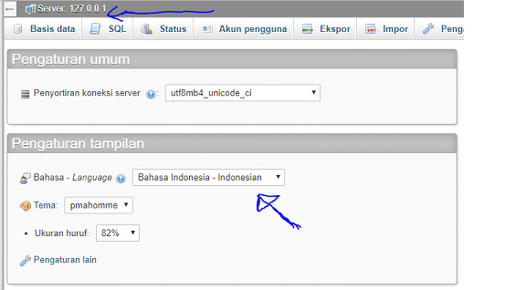 TUTORIAL MENGGANTI BAHASA DI PHPMYADMIN DAN TUTORIAL MEMBUAT DATABASE DENGAN PHPMYADMIN