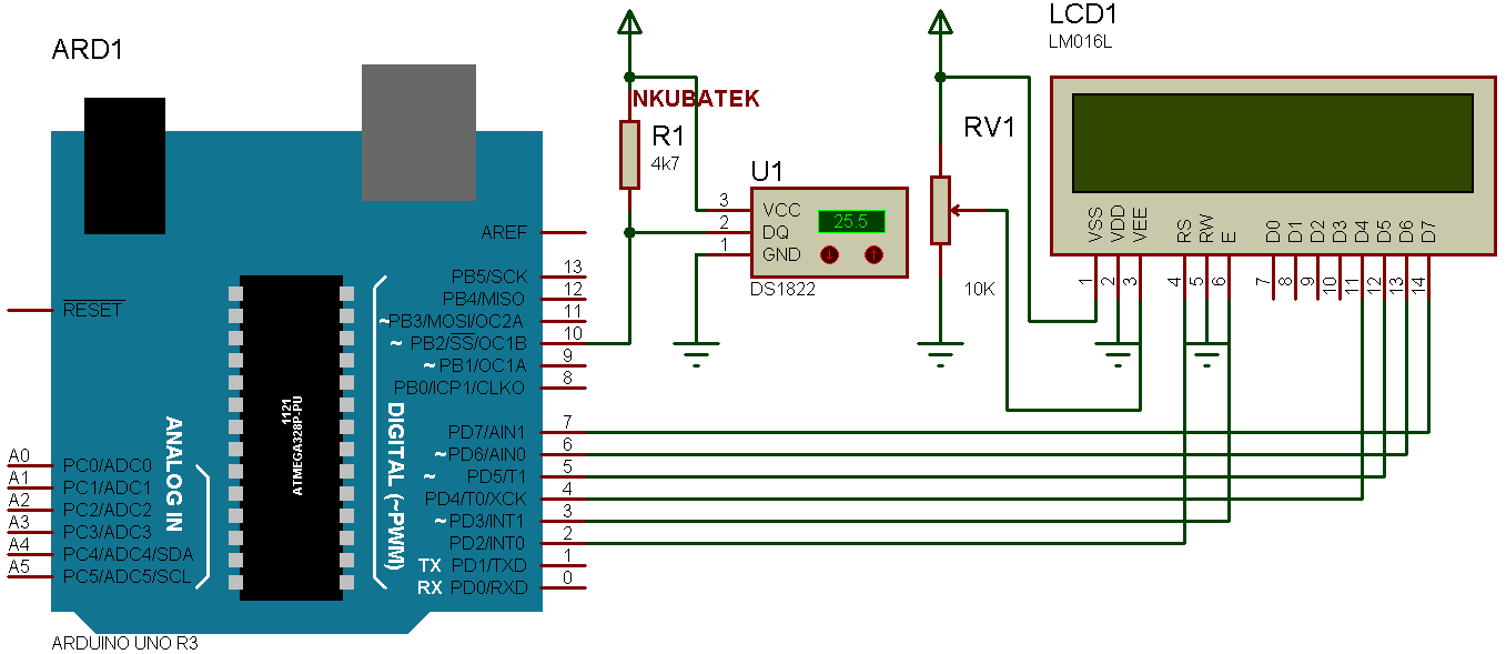Koneksi Arduino UNO dengan LCD