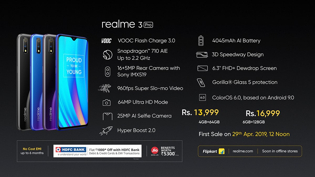 Realme 3 pro Launched In India with Snapdragon 710 priced at Rs 13,999