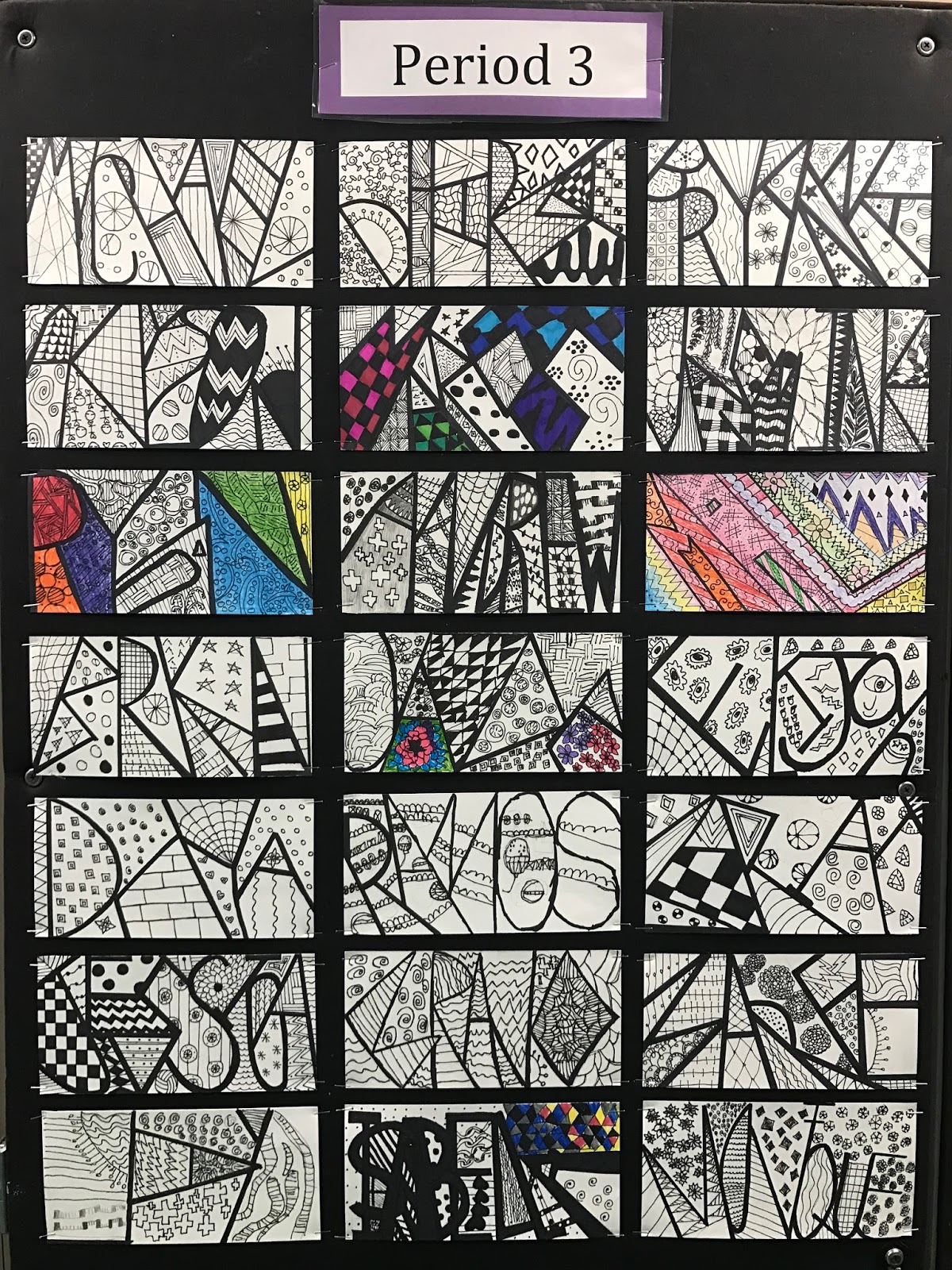 Mrs. Wille's Art Room: 7th & 8th grade Zentangle name design