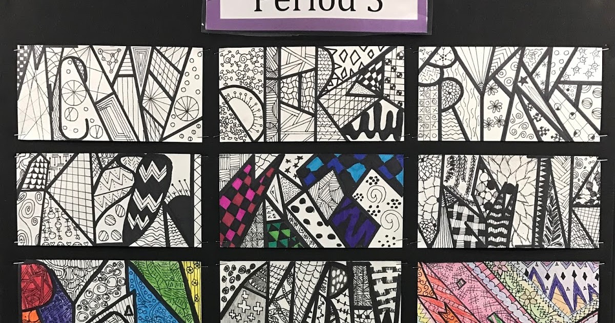 Mrs. Wille's Art Room: 7th & 8th grade Zentangle name design