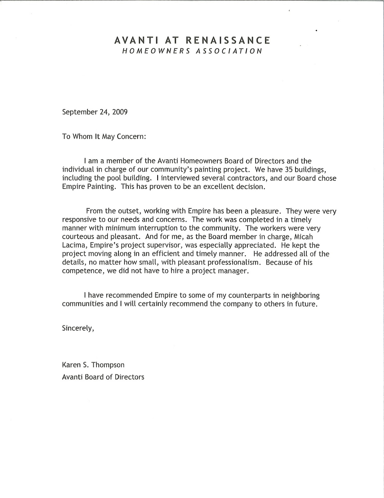 EmpireWorks Reviews and Resources: Avanti At Renaissance HOA Reference ...