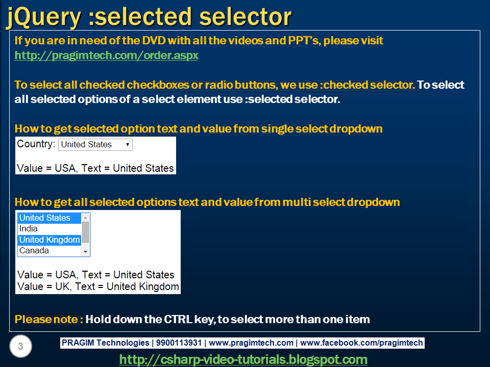 Sql Server And C Video Tutorial Jquery Selected Selector