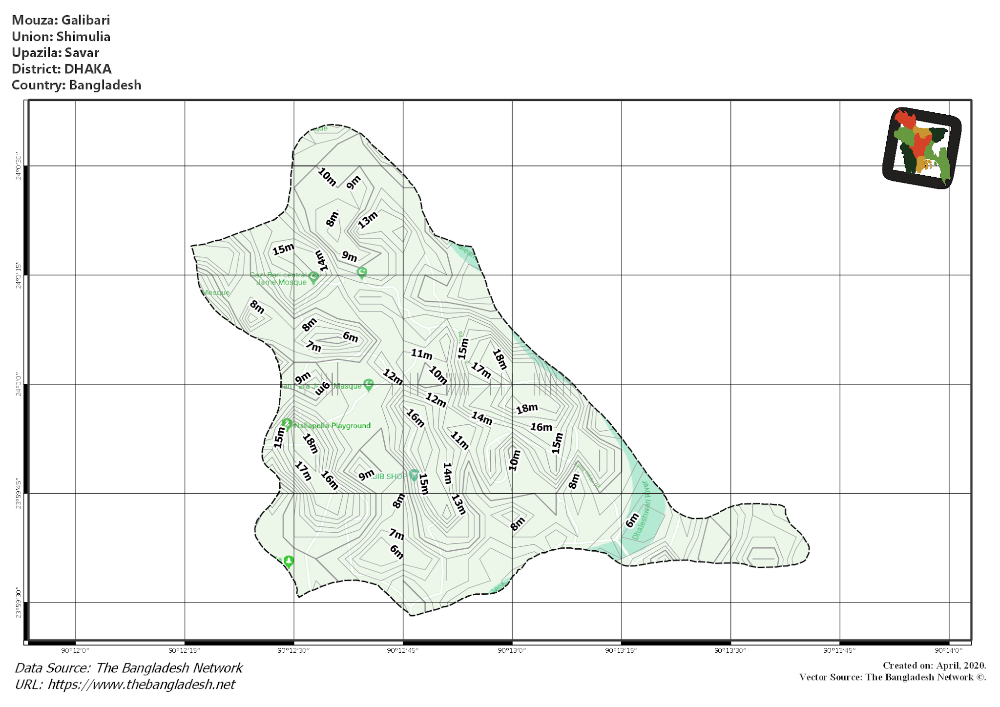 Map of Galibari Mouza, Savar, Dhaka