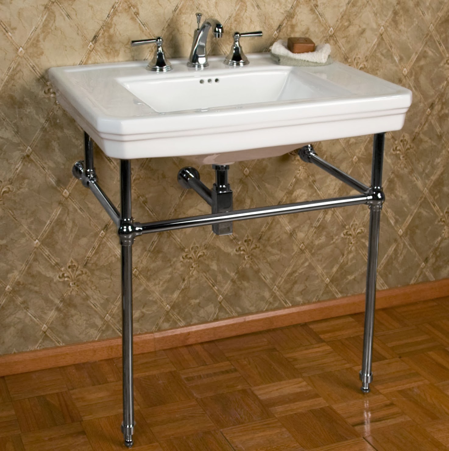 Sconces to either side: 5"W x 4½"D x 15"H :Console sink: 30" w x 22 deep