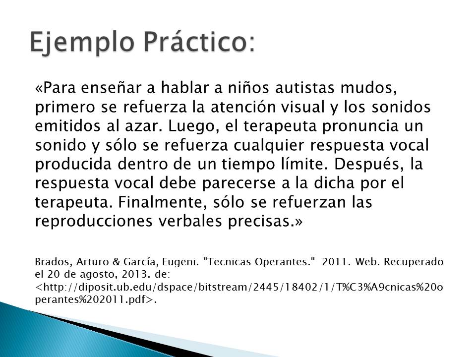 Padres de niños Autistas: TÉCNICAS OPERANTES PARA LA ADQUISICIÓN DE ...