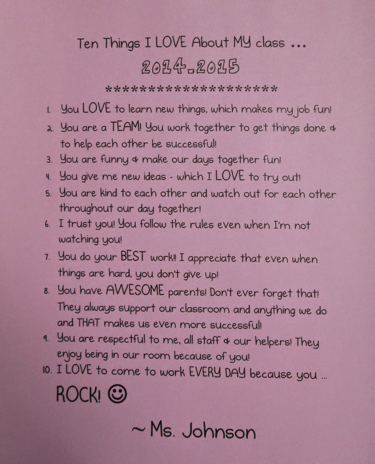 Ms. Johnson's Kids for Character ... Character Counts!!: 10 Things I ...