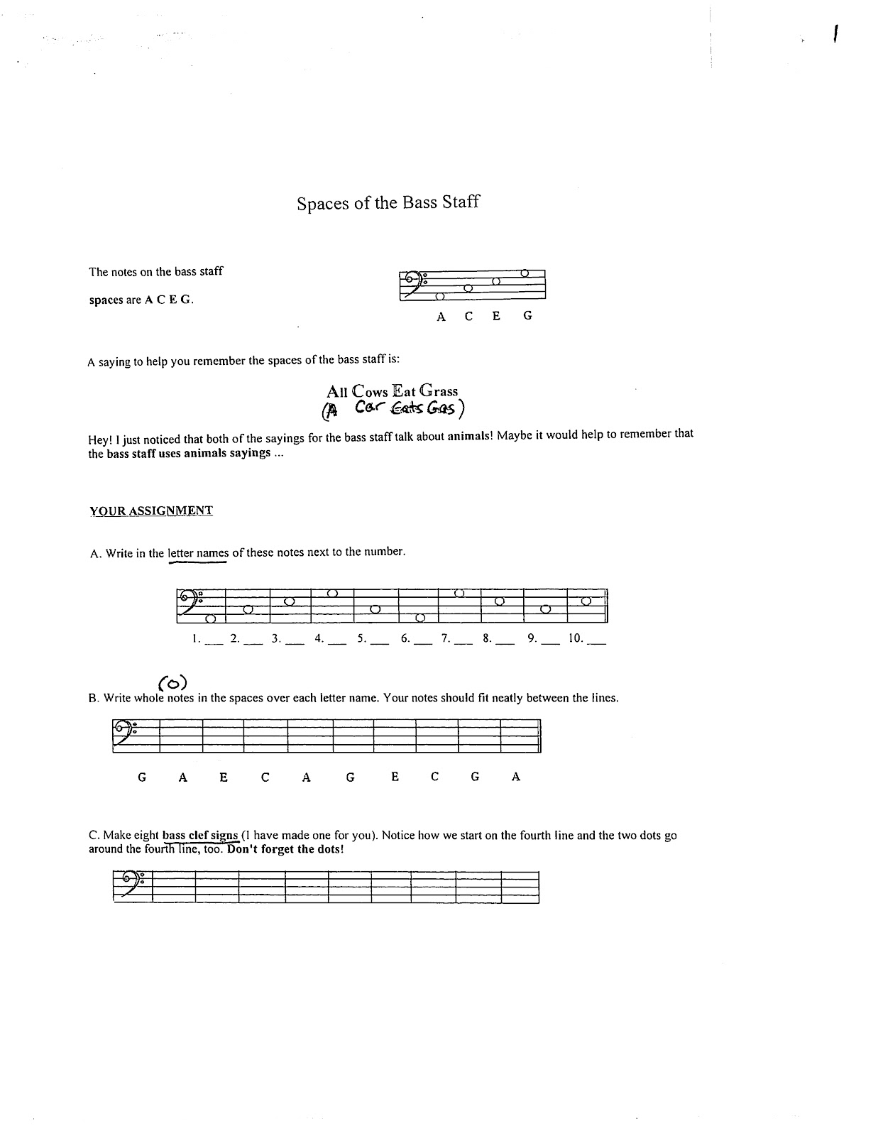 Miss Jacobson's Music: THEORY #7: BASS CLEF NOTE READING