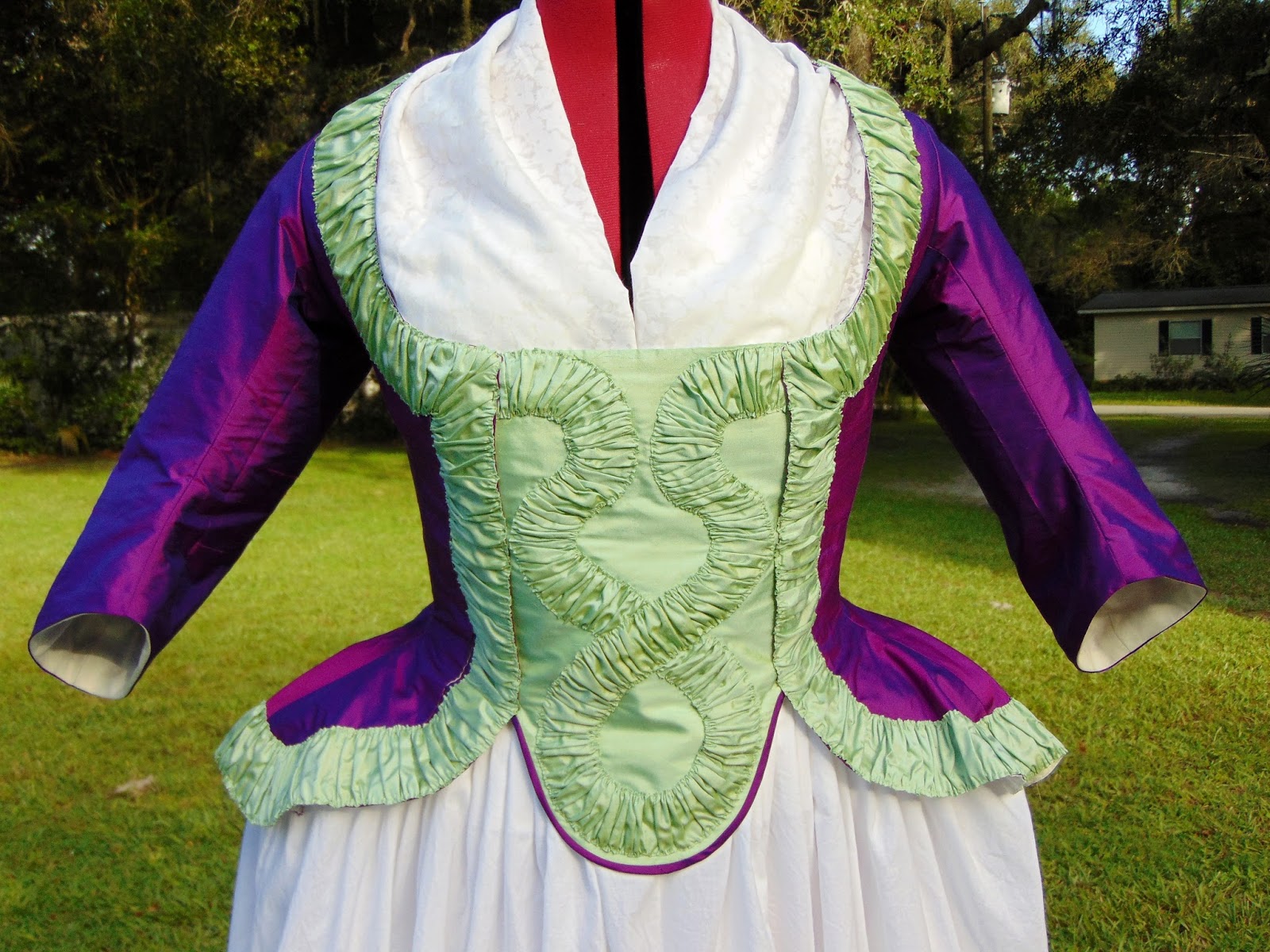 The Antique Sewist: Casaquin Jacket - Purple & Green Silk