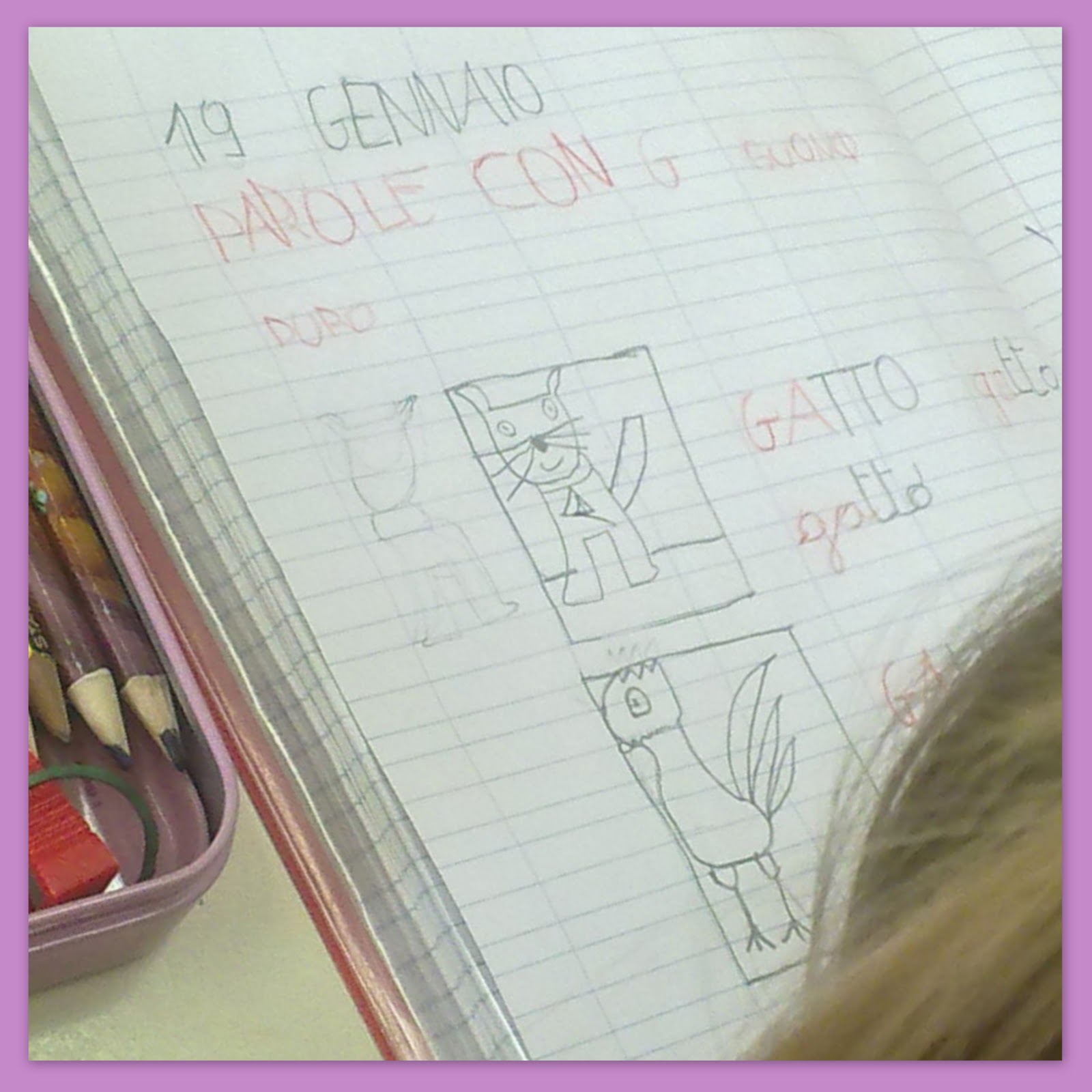 PAROLE CON G: gatto,gufo,gallo,goccia,gomma...